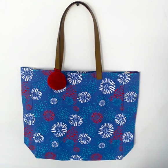 Eccolo | Bags | Eccolo Floral Red White Blue Fourth Of July Canvas Tote ...